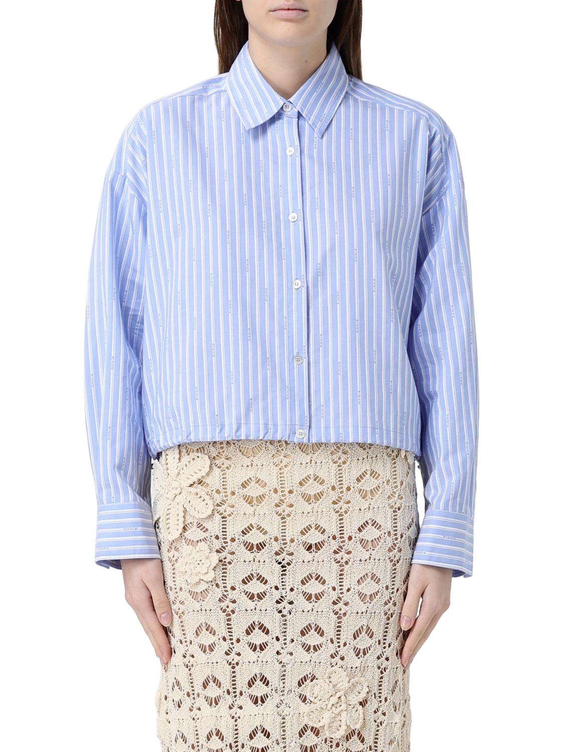 PINKO Pinko Striped Cotton Shirt with Drawstring Hem